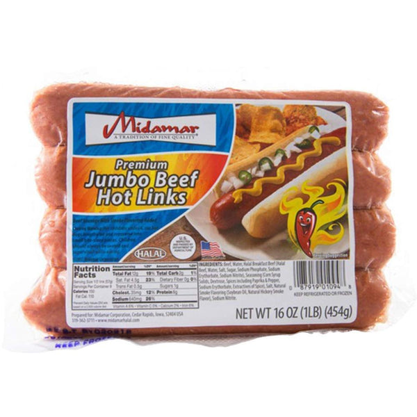 Midamar Halal Premium Jumbo beef Hot Links – Mekkah Mart